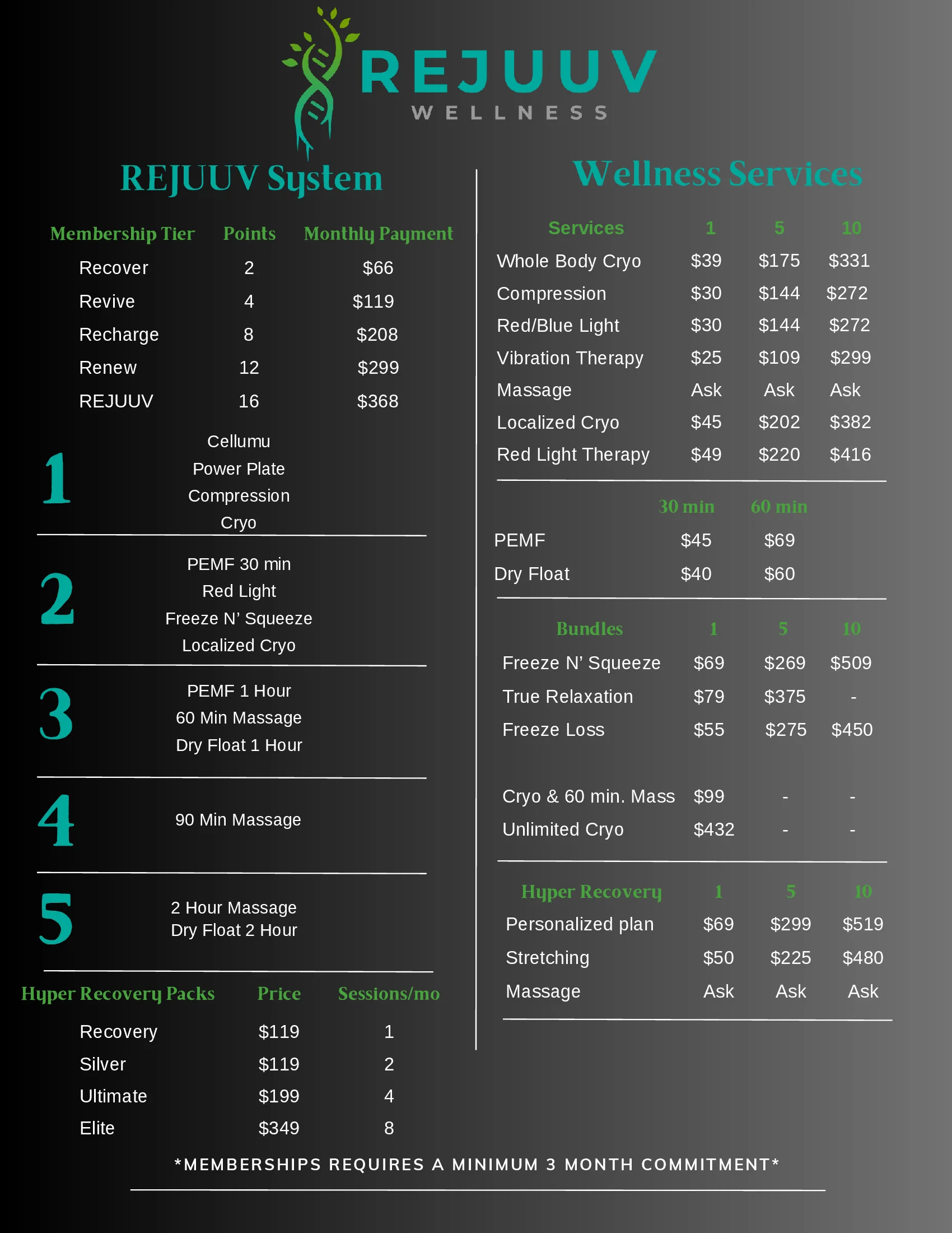 Pricing - Rejuuv Wellness